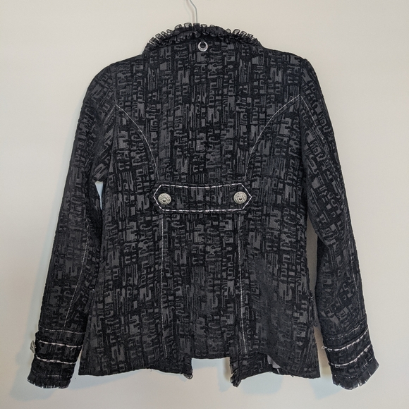Kessley | Jackets & Coats | Kessley Textured Lace Edges Black Jacket ...